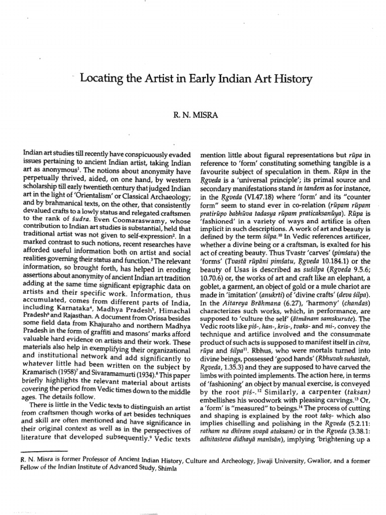 Locating The Artist in Early Indian Art History | PDF