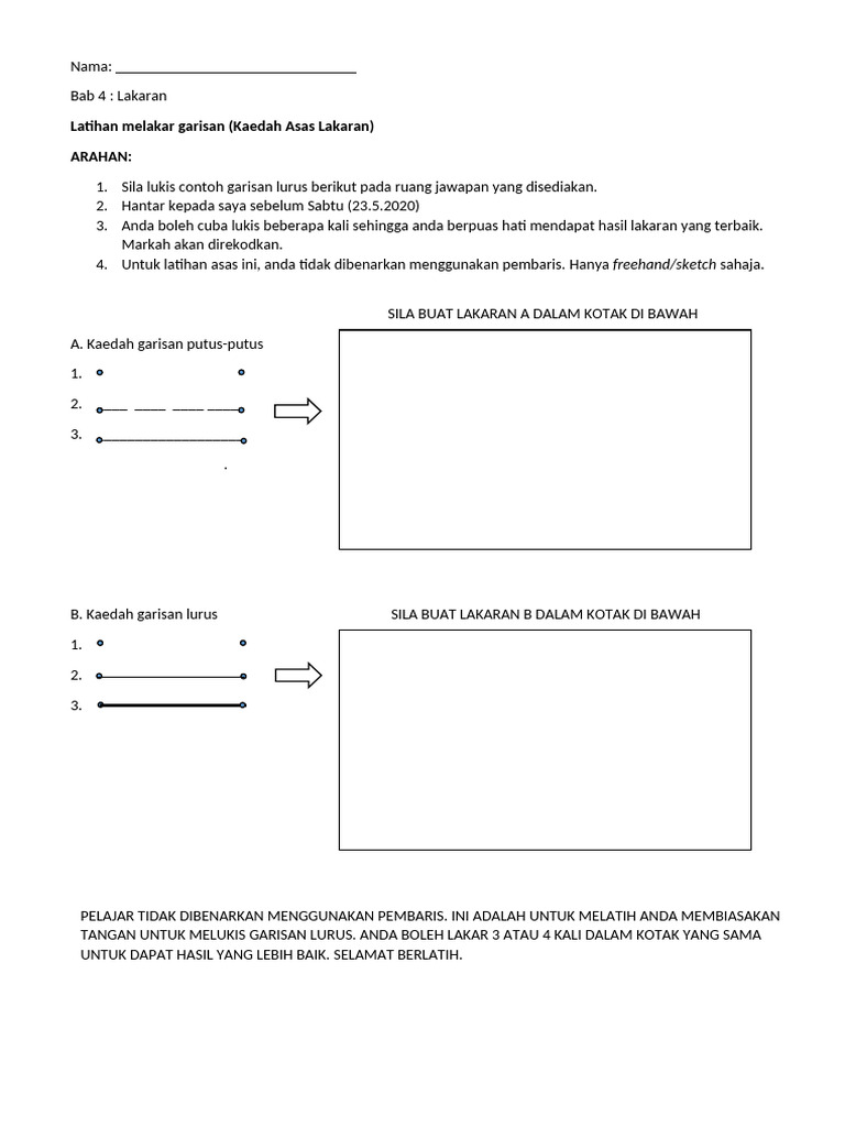 Latihan melakar garisan | PDF