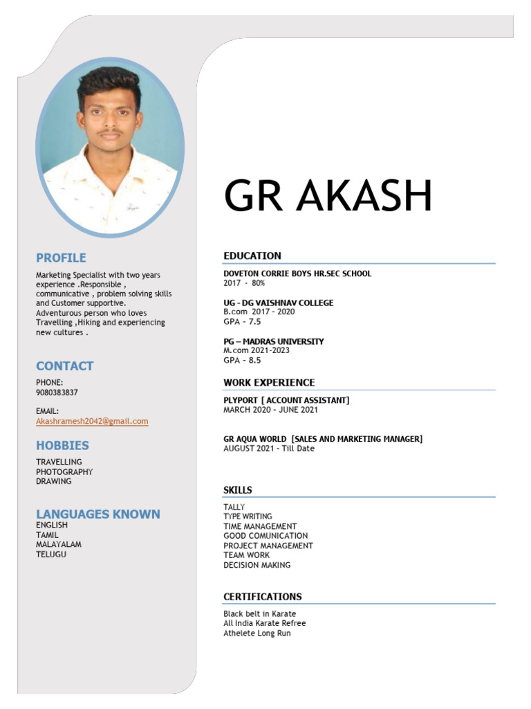 GR Akash Resume | PDF