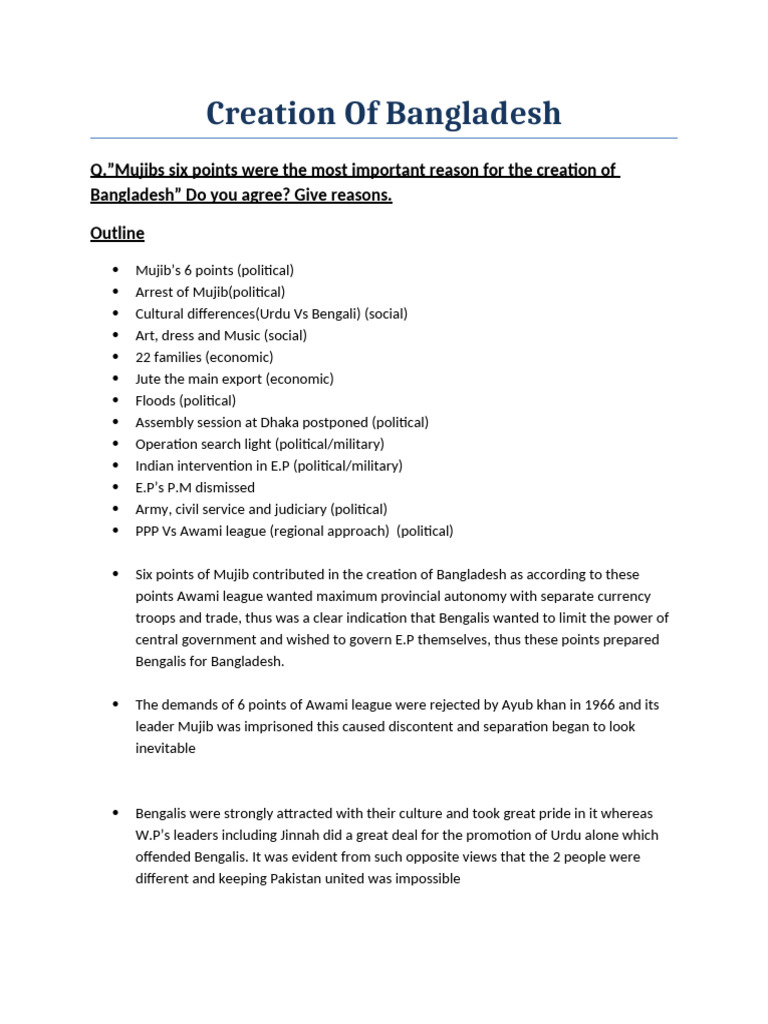 Causes of Bangladesh's Creation | PDF | Bangladesh | Pakistan