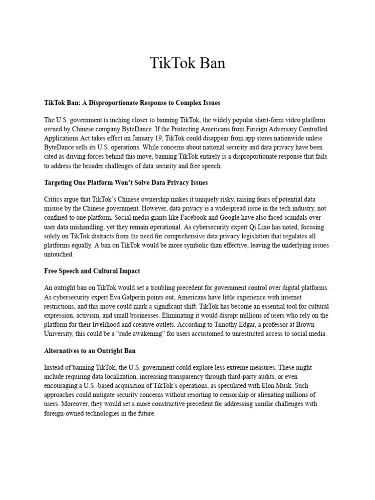 TikTok Ban Article | PDF | Privacy | Social Media