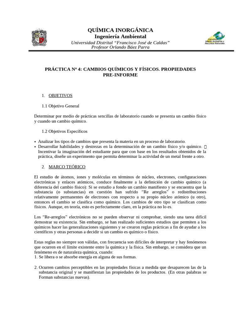 4 Cambios Químicos y Físicos | PDF | Química | Cloruro