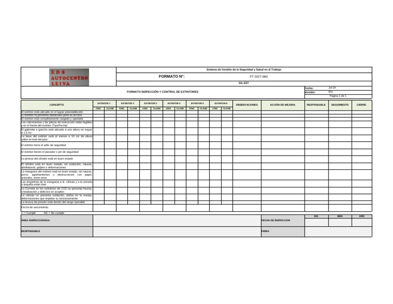 FT-SST-060 Formato I&C de Extintores | PDF