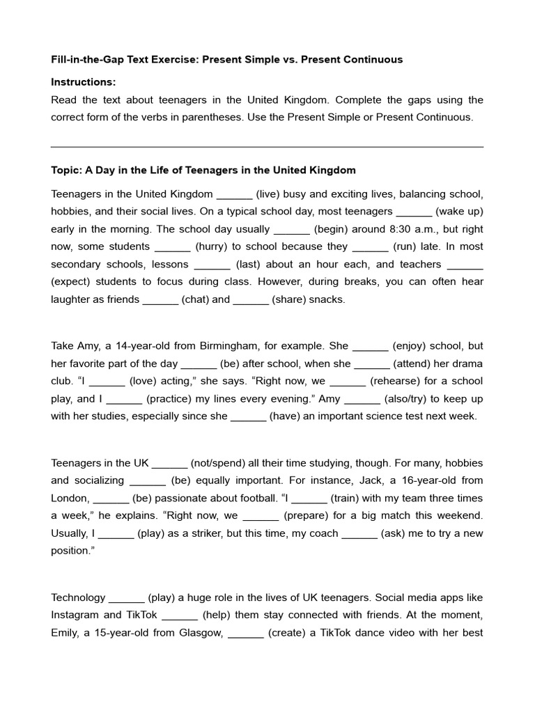 Text Present Simple Continuous | PDF