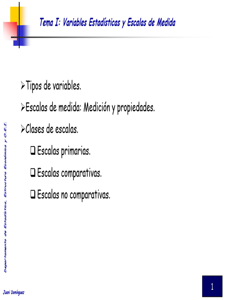 Variables y Escalas de Medida | PDF | Nivel de medida | Estadísticas