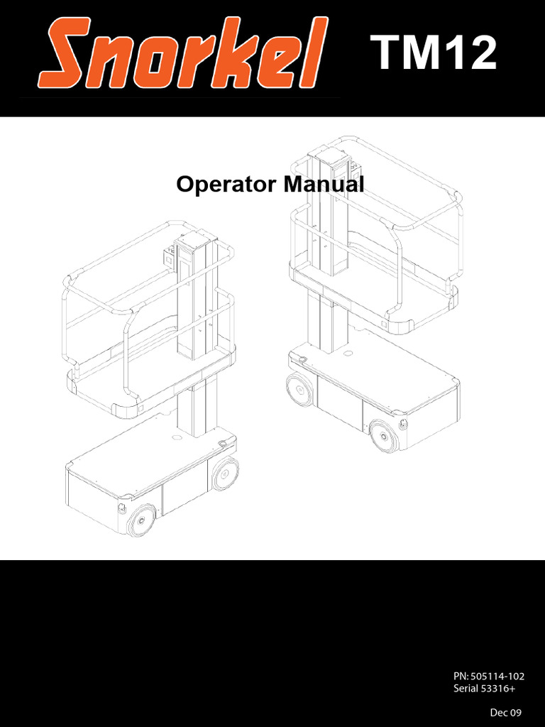 Snorkel TM12 Operators Manual | PDF | Battery Charger | Elevator