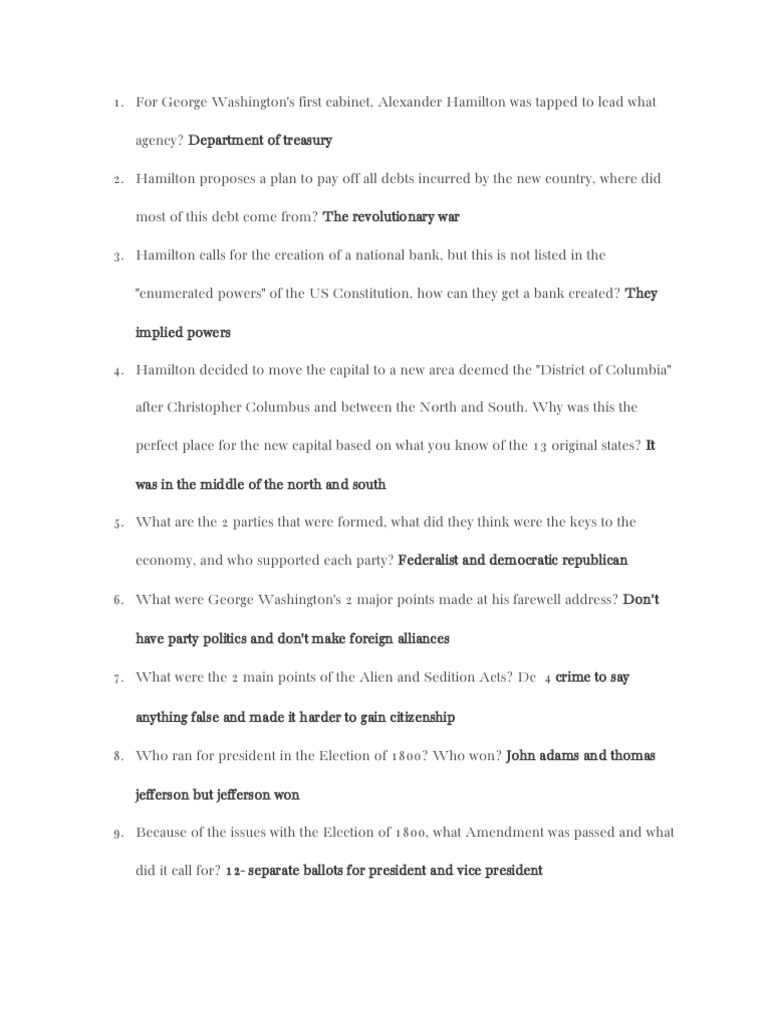 History test review | PDF | Alexander Hamilton | Federalist Party