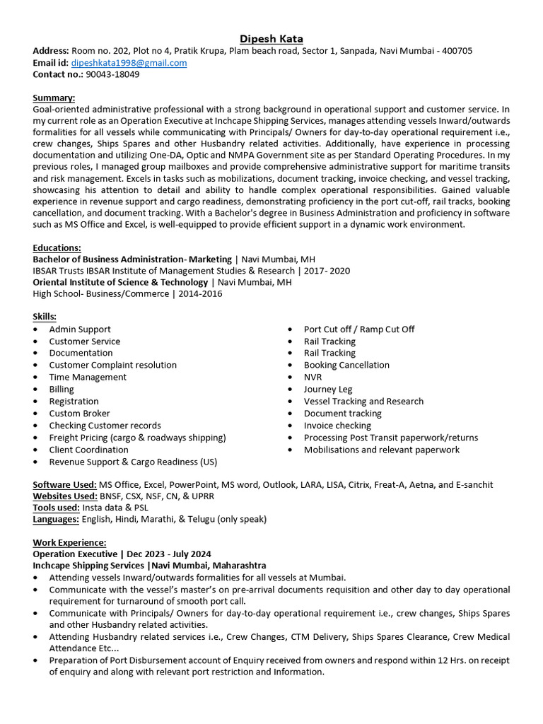 Dipesh Kata Resume 2024 | PDF