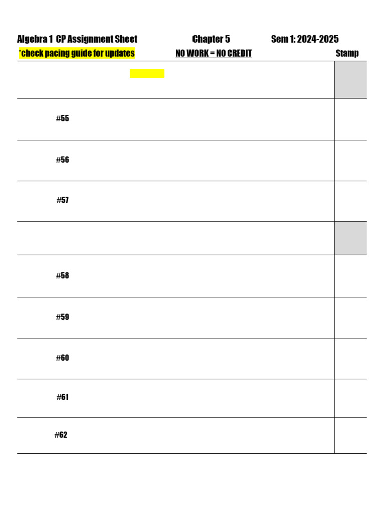 24-25 ALG 1CP CH 5 Pacing Guide | PDF | Mathematics | Mathematical Relations