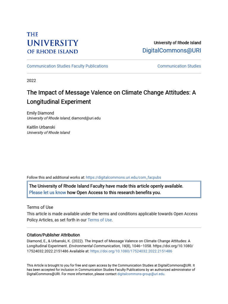 Message Valence and Climate Attitudes | PDF | Framing (Social Sciences ...