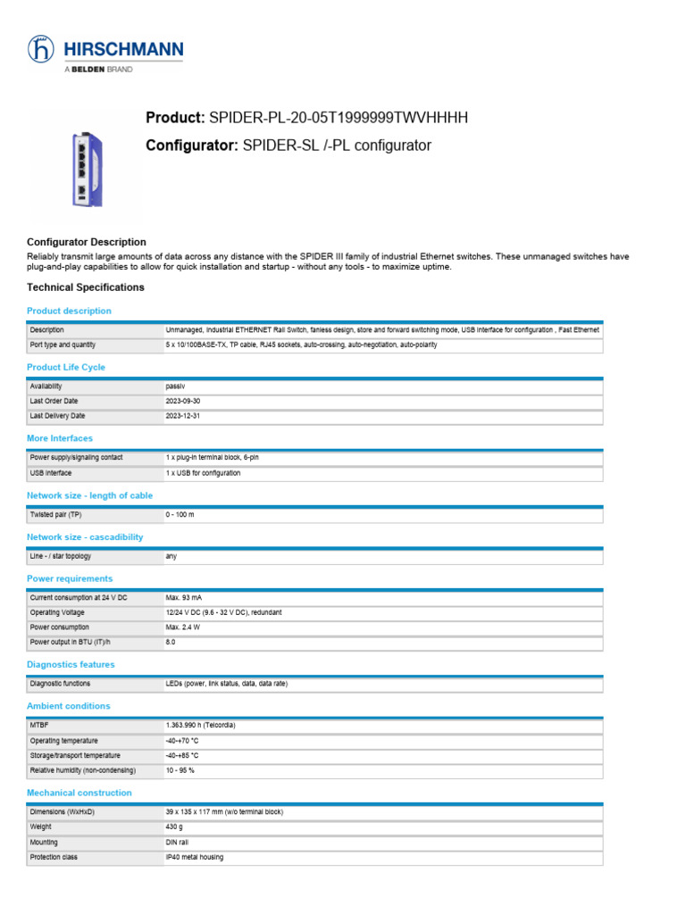 SPIDER PL 20 05T1999999TWVHHHH Techdata-3327112 | PDF | Usb ...