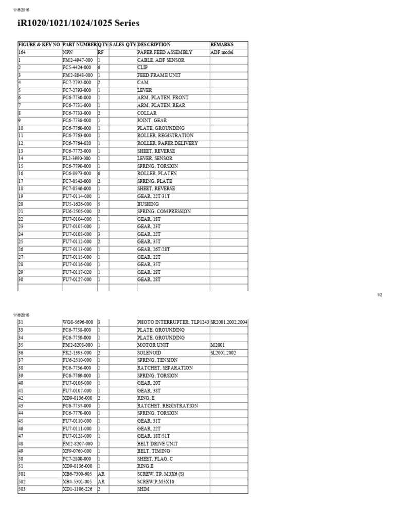 1025 Adf Lower Parts Catalog List2 | PDF | Manufactured Goods ...
