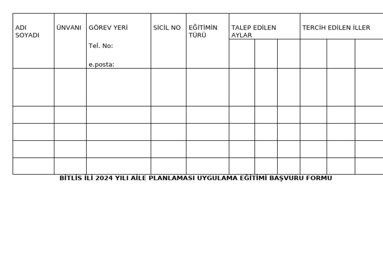 Ek Aile Planlamasi Uygulama Egitimi Basvuru Formu | PDF