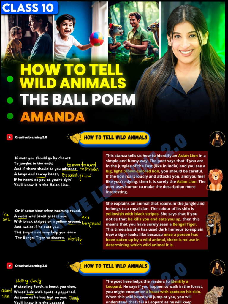 How to Tell Wild Animal , The Ball Poem , Amanda by Kritii Diii (1) | PDF