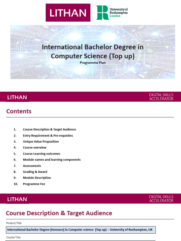 Programme Plan-UoR - BSC (Honours) Computer Science (Top Up) | PDF ...