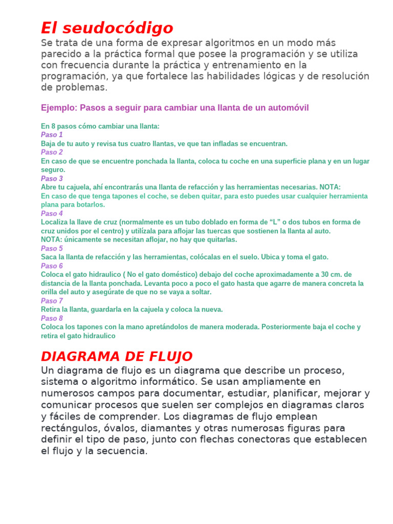 El Seudocodigo y Los Diagramas de Flujo | PDF | Algoritmos