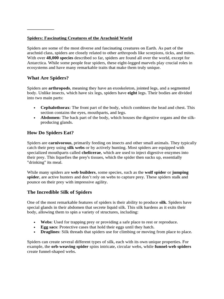 Spiders - Copy | PDF | Spider | Spider Web