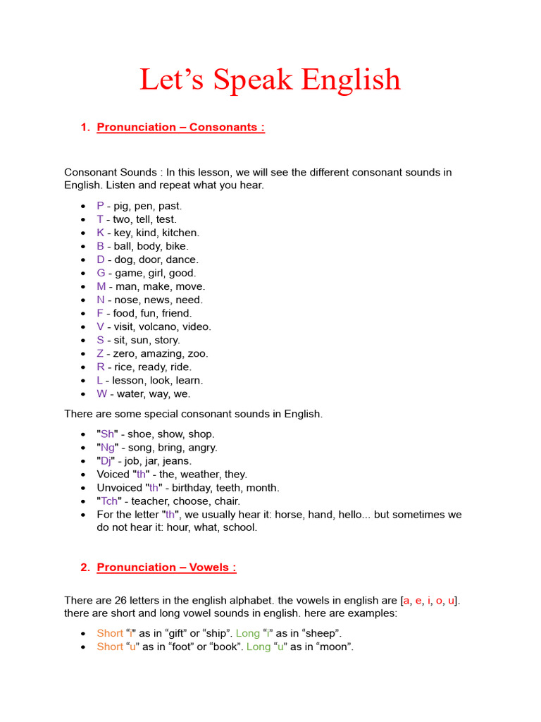 English Pronunciation Guide: Sounds | PDF | English Language | Language ...