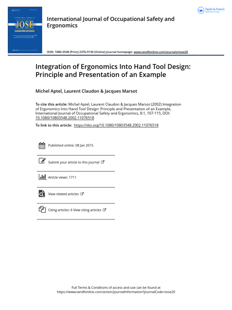 Integration of Ergonomics Into Hand Tool Design Principle and ...