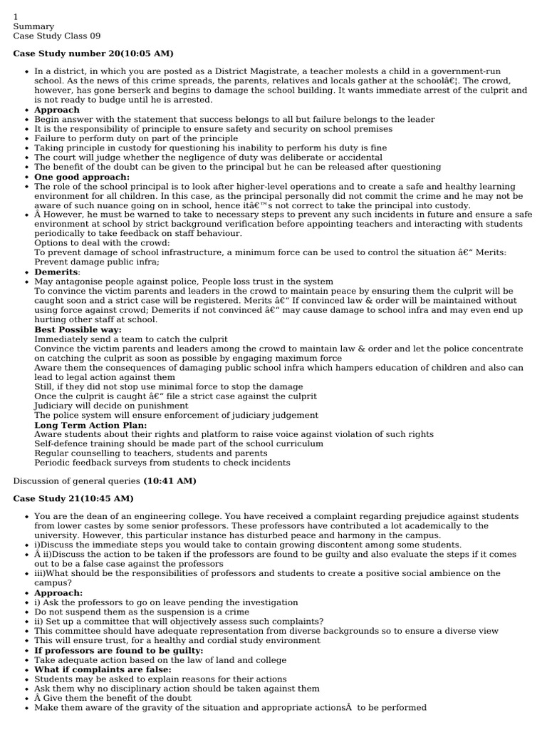Case Study Class 09-03-09 - 21 | PDF | Arrest | Courage