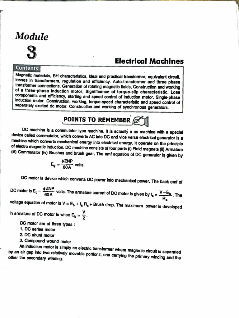 Unit-3 Electrical Machines Question bank Part 1 | PDF | Electric Motor ...