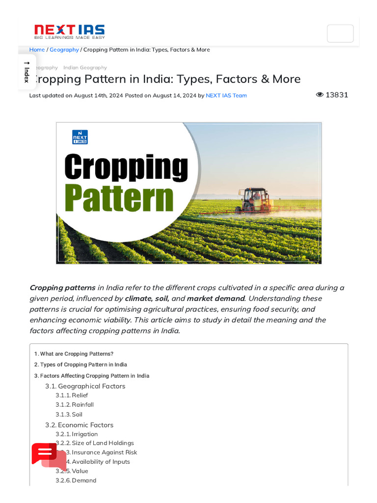 Cropping Pattern in India - Types, Factors & More | PDF | Agriculture ...