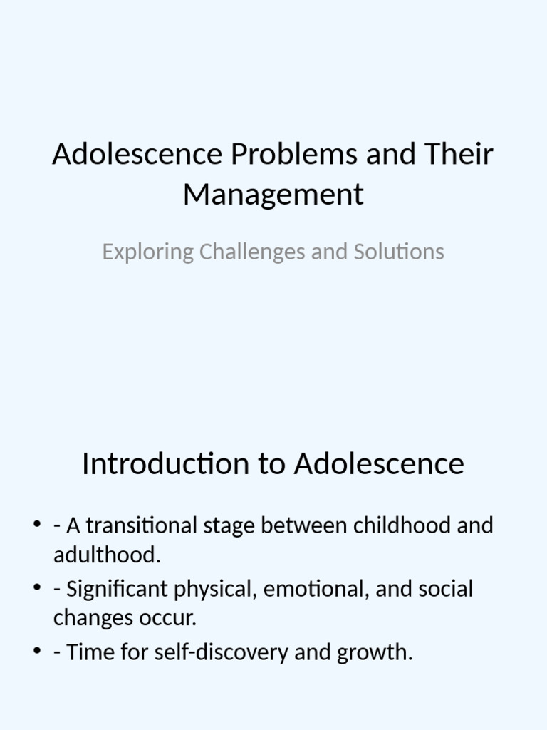 Adolescence Problems Management New | PDF