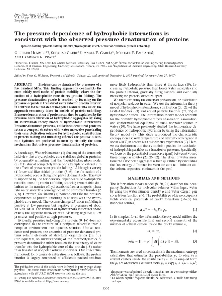 PNAS-1998-Hummer-1552-5 | PDF | Solvation | Protein Folding