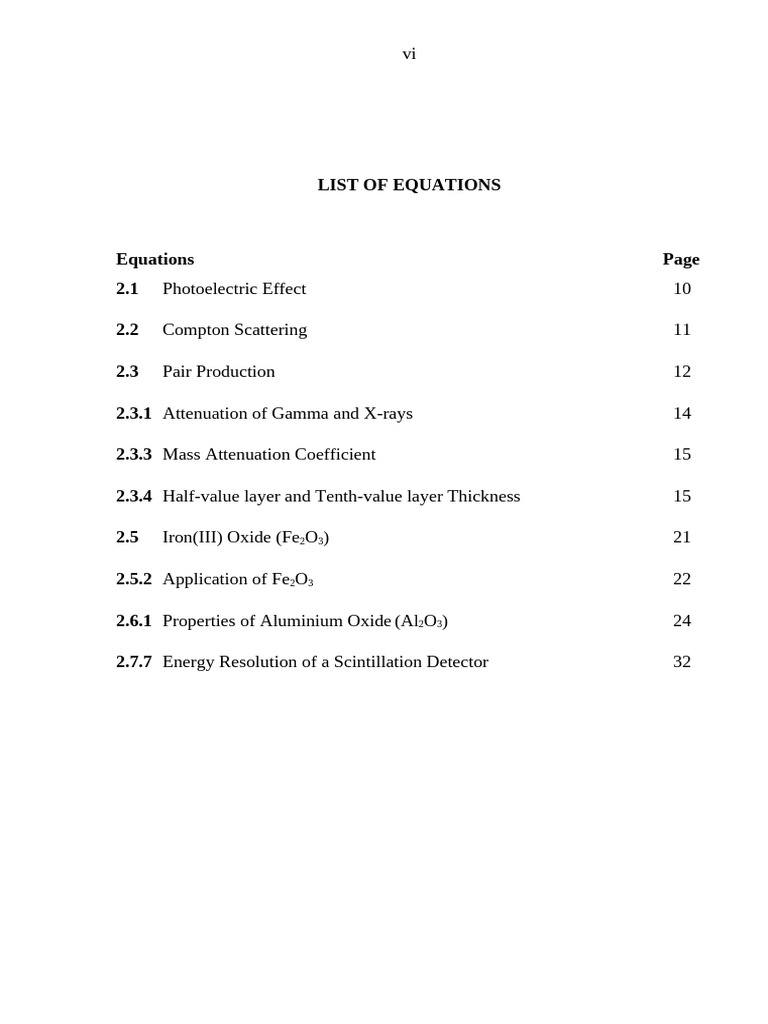 List of Equations | PDF