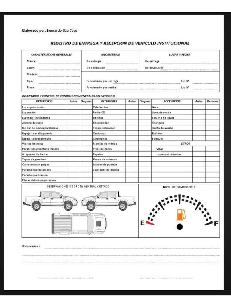Recepcion y Entrega de Veh | PDF