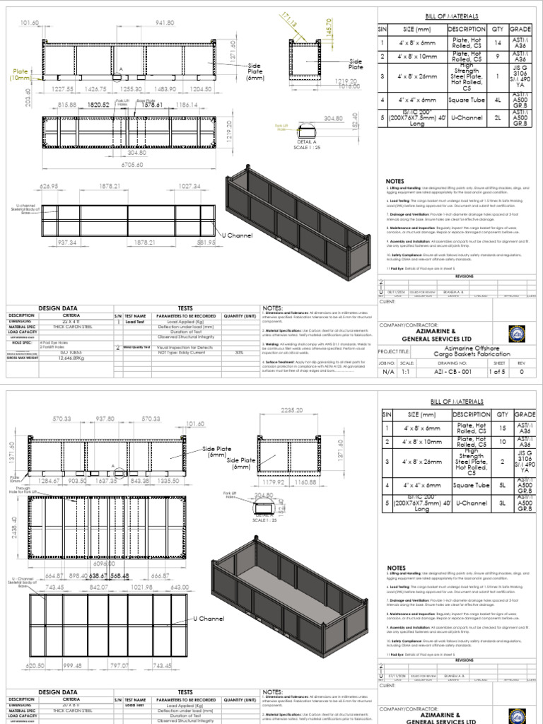 Cargo Basket Fabrication Specifications | PDF | Welding | Construction