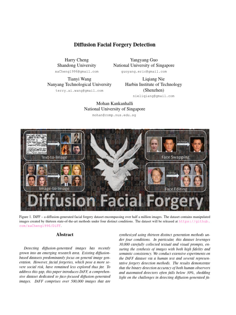 DiFF: Facial Forgery Detection Dataset | PDF | Artificial Intelligence ...