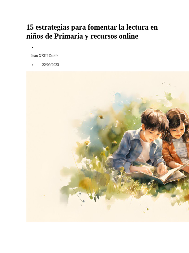 Estrategias para Fomentar la Lectura en Primaria | PDF | Aprendizaje ...