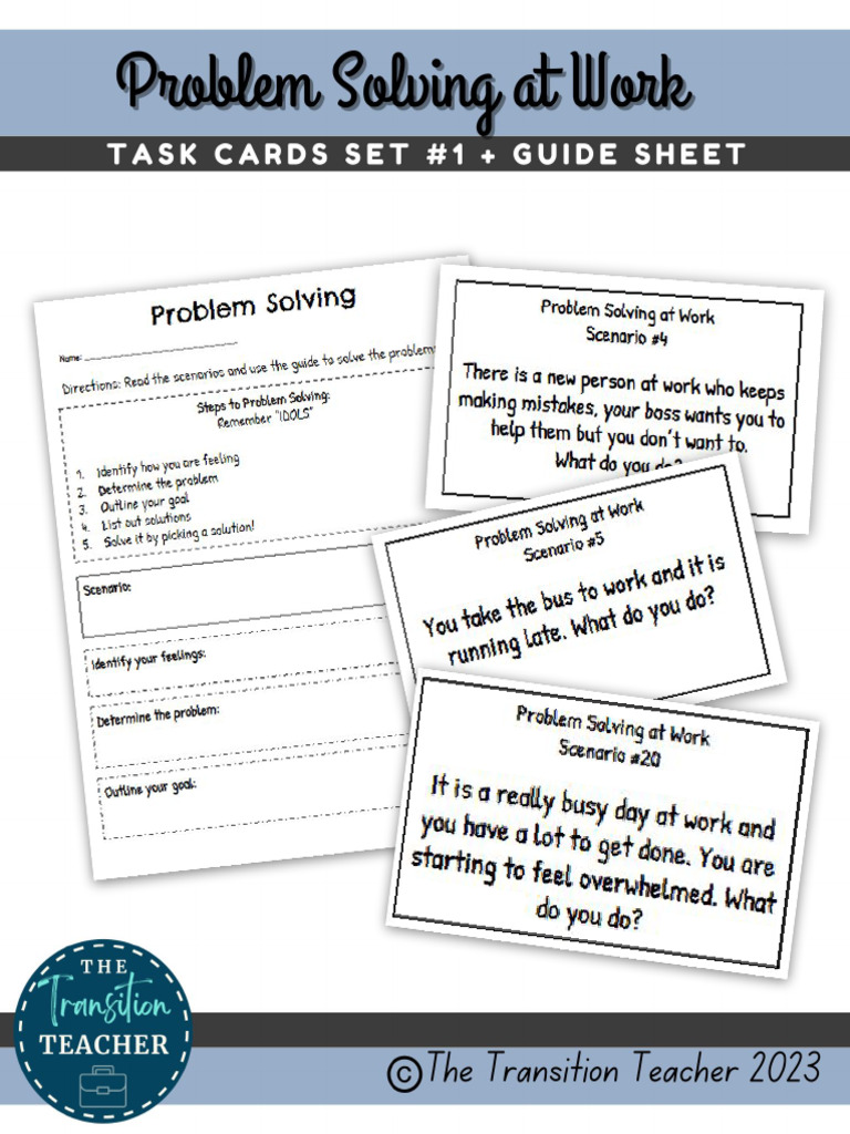 ProblemSolvingatWorkPrintableorDigitalTaskCardsSet1 1 | PDF
