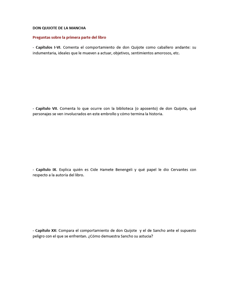 Análisis de "Don Quijote de la Mancha" | PDF | Don Quijote | Caballero