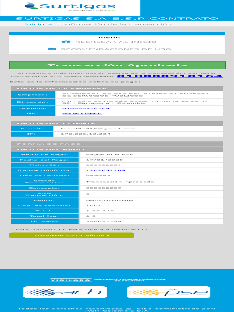 Confirmación de Pago Aprobado | PDF
