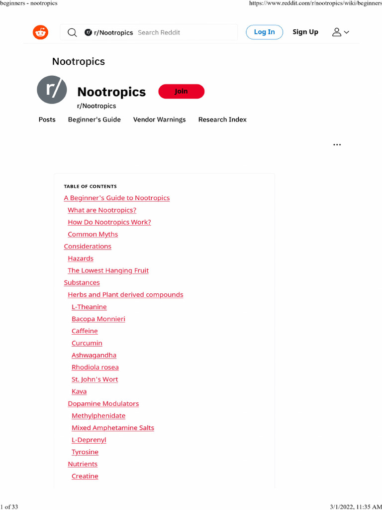Nootropics | PDF