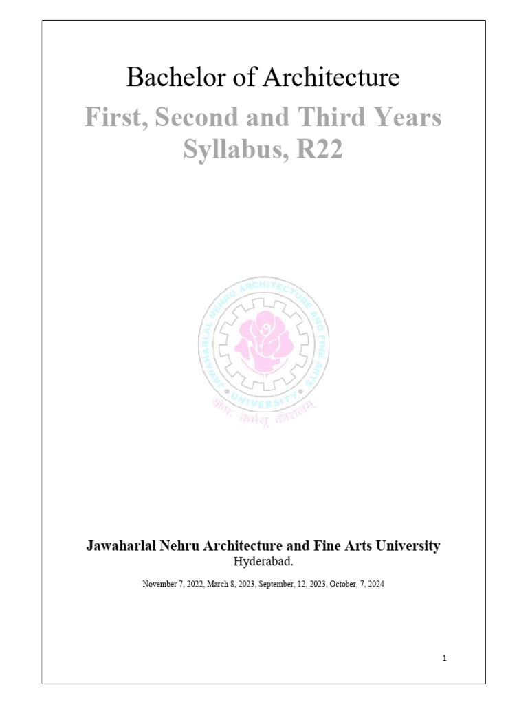 JNAFAU B.Arch. First Year Syllabus | PDF | Drawing | Cement