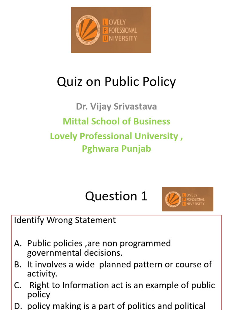 Public Policy Quiz Questions and Answers | PDF | Policy | Economics