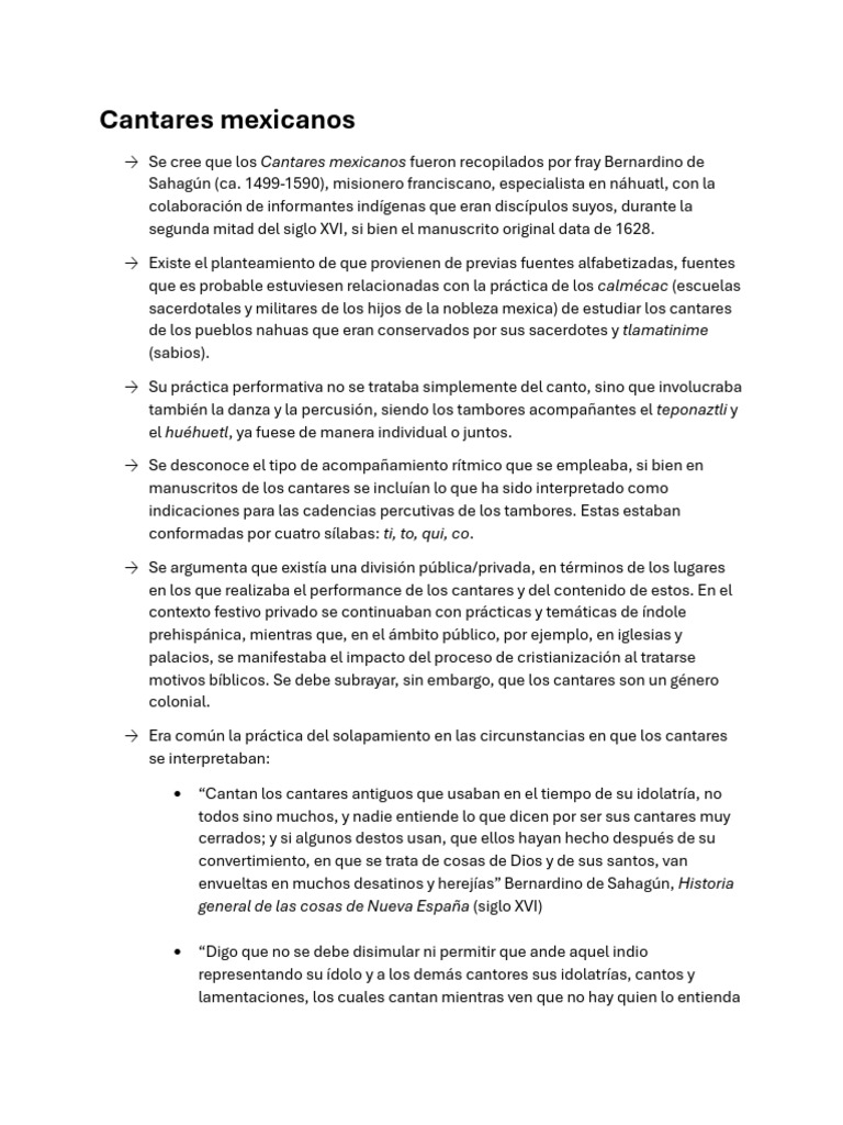 Cantares Mexicanos | PDF | Náhuatl
