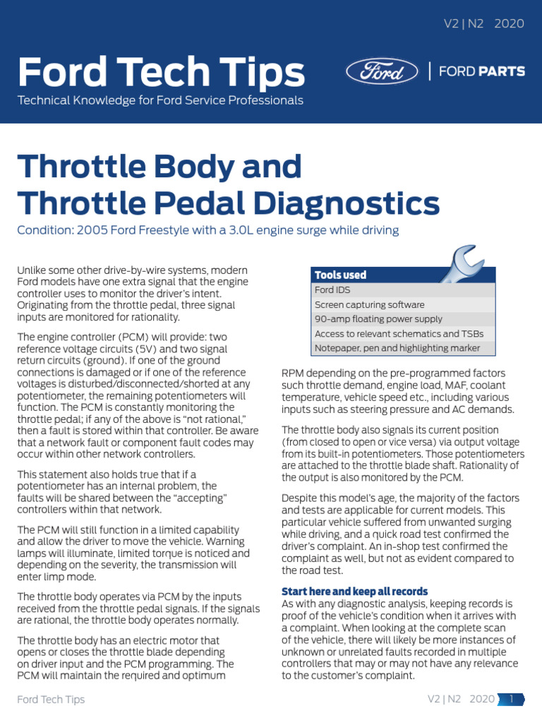 Ford Throttle Diagnostics Guide | PDF | Throttle | Power Supply