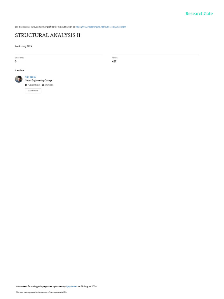 Structural Analysis I I Book | PDF | Bending | Stiffness