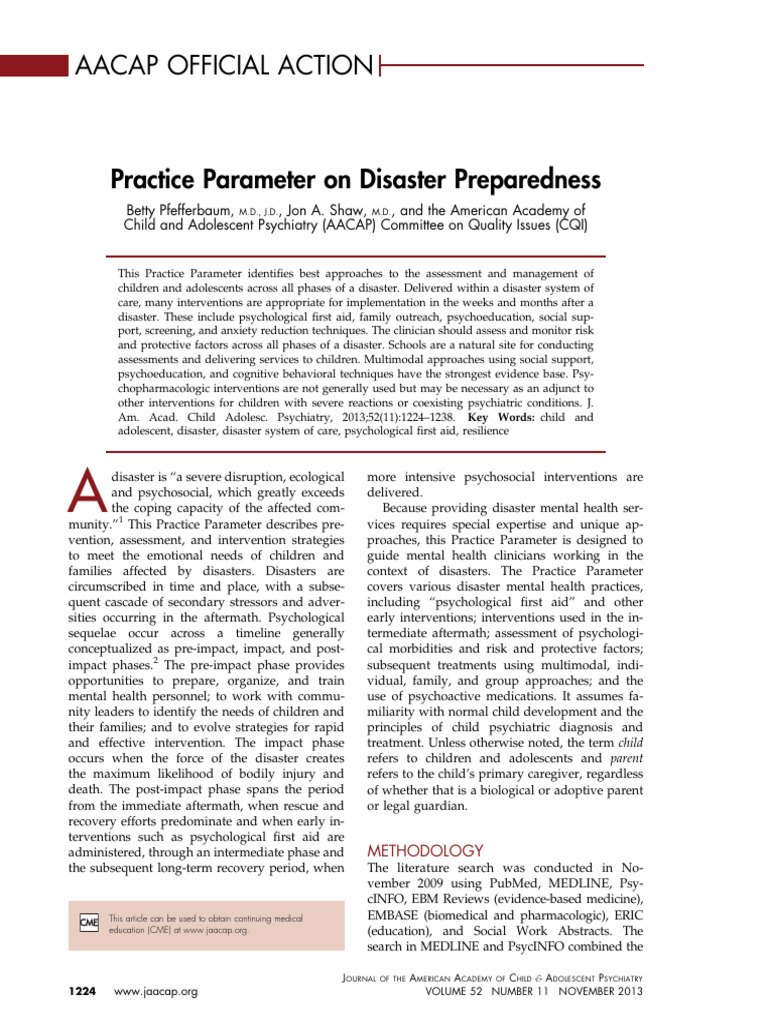 Practice Parameter On Disaste - 2013 - Journal of The American Academy of Child | PDF ...