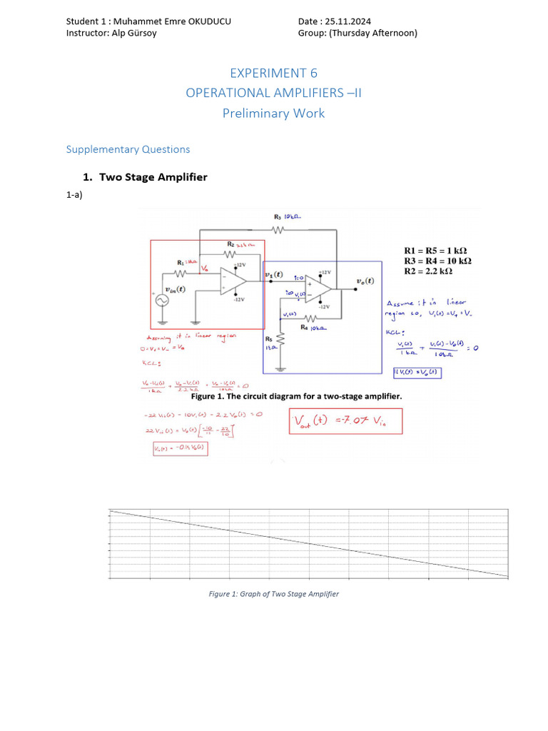 EXPERIMENT 6 Preliminary Work 2628527 | PDF | Operational Amplifier | Analog Circuits