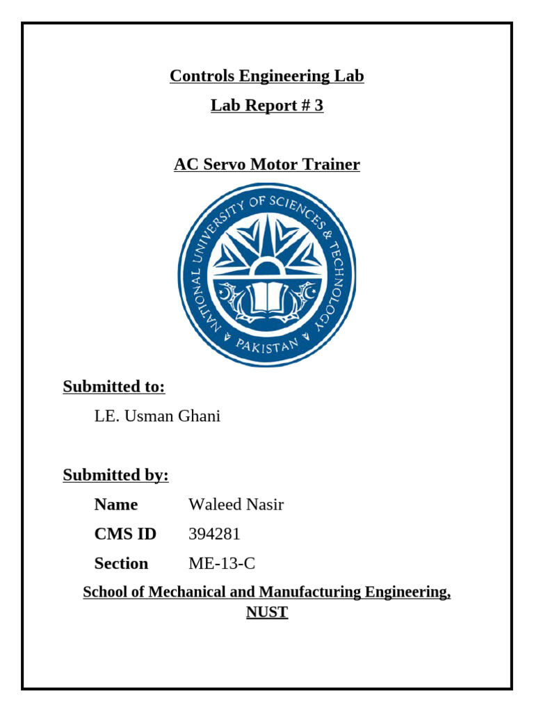 CE Lab 3_Servo Trainer | PDF | Equipment | Electrical Components