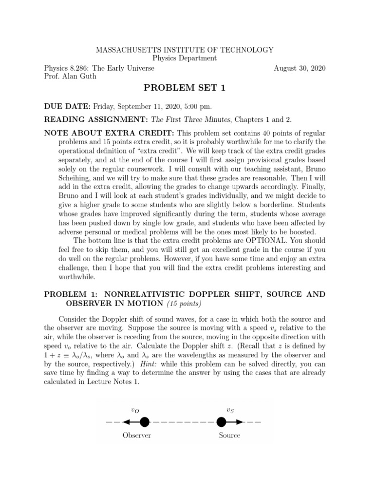 MIT Cosmology Problem Sets | PDF | Redshift | Doppler Effect