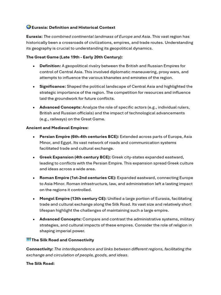 ? Geopolitique - Study Guide | PDF | Eurasia | World Politics