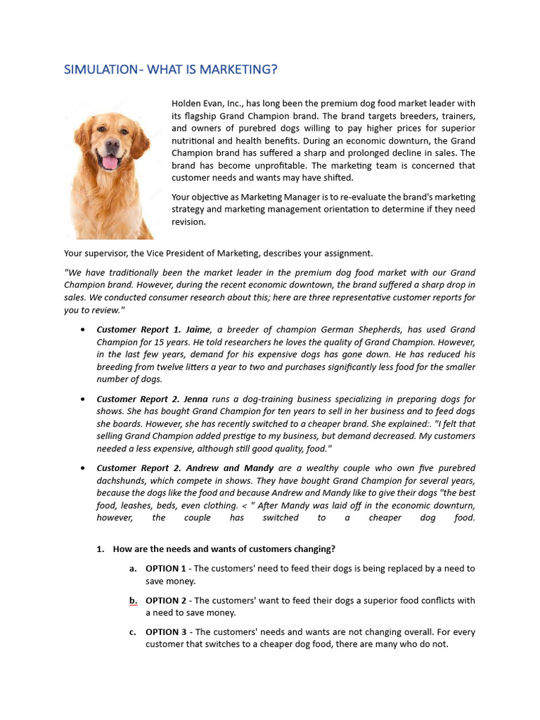 Simulation Chapter 1 - What Is Marketing | PDF | Brand | Marketing