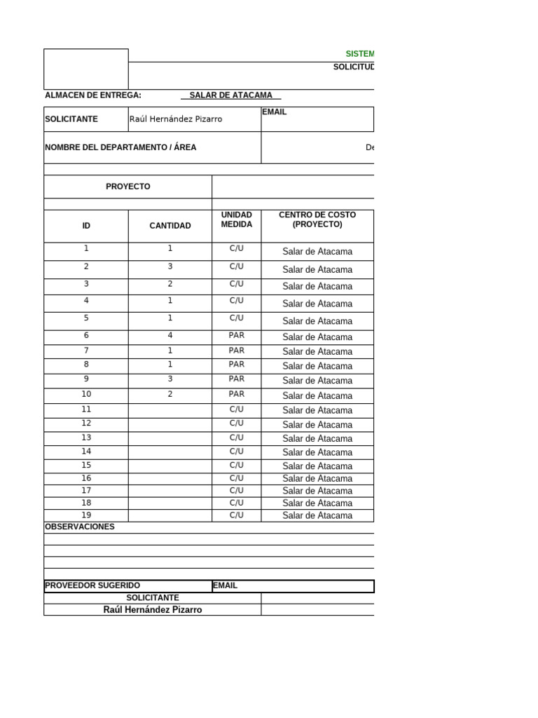 Solicitud de Requisicion Epp | PDF