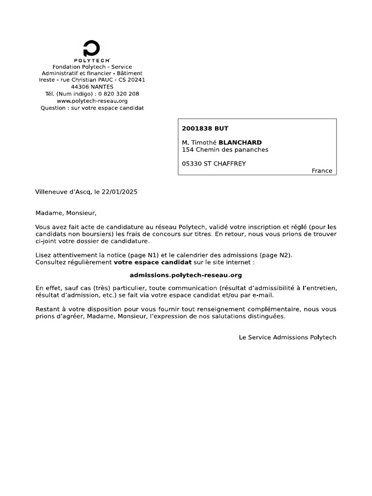 Inscription POLYTECH 1.0 | PDF